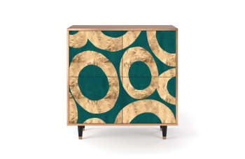 Sideboard blau-grün mit 4 Türen L 94 cm MAGNIFICENT WATER LILY ...