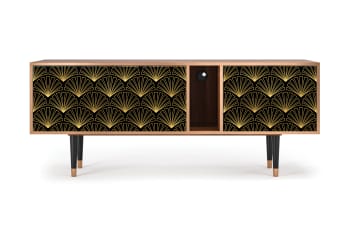 Mobile TV blu e giallo 2 cassetti e 2 ante L 170 cm JUNGLE VIBES ...