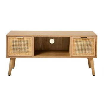 TV-Schrank aus Massivholz und Rattan mit 2 Schubladen | Maisons du Monde