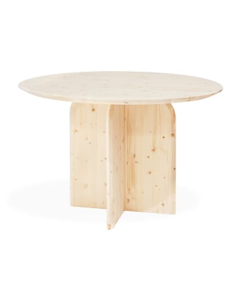 Table à manger 4 personnes ronde effet travertin - Beige Danli ...