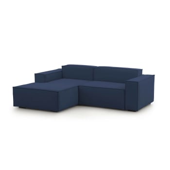 Festes Sofa mit Halbinsel aus blauem Stoff 240 x 170 x 70 cm