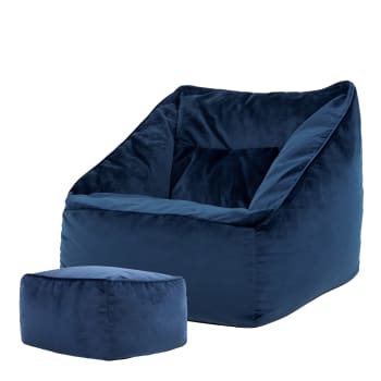 Sitzsack-Sessel mit Fußhocker aus Samt, Grau NATALIA | Maisons du Monde