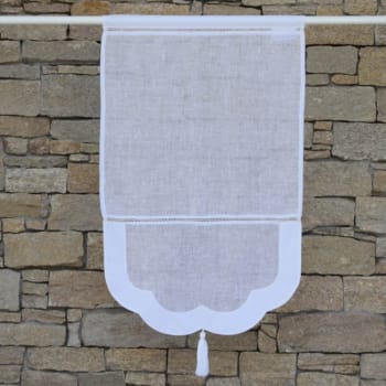Visillo de lino blanco y bordados 45 x 70 cm Sormiou | Maisons du Monde