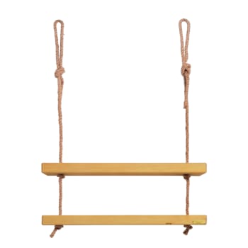 Scaffalatura pensile in legno e corda color oliva 3 ripian 100 cm ...