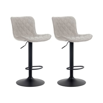 Lot de 2 Tabourets de bar réglable en tissu Taupe LENTINI | Maisons du ...