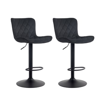 Set di 2 sgabelli da bar regolabili in Velluto Colore nero LENTINI ...