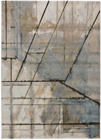 Tappeto salotto beige blu crema geometrico astratto 120x170 ASTHANE ...