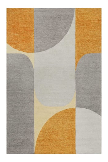 Tapis plat velours ras à relief motif beige et gris 80x150 Selena | Maisons du Monde