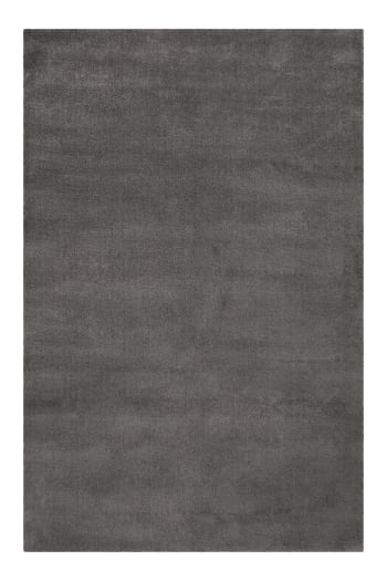 Teppich mit kurzem Flor, reine Schurwolle, Dunkelgrau, 170x240 ...