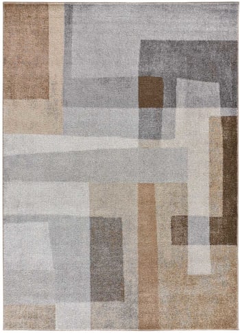 Tapis velours ras style vintage or et gris à relief 133x200 Feel vintage | Maisons du Monde