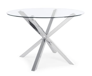 Tavolo da pranzo rotondo 4 persone in vetro e rovere, 90 cm Mirage ...