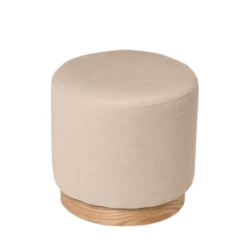 Puf en madera y terciopelo beige | Maisons du Monde