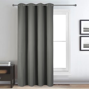 Rideau uni isolant et occultant jacquard/polyester gris clair 140x260 ...