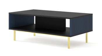 Mesa de centro de metal negro y piedra Ibiza | Maisons du Monde