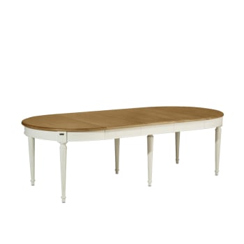 Table ovale en chêne 5 rallonges 6/14 couverts blanche Aude | Maisons ...