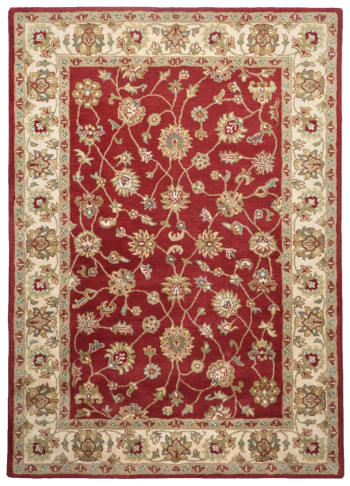 Tapis floral classique en 100% laine crème rouge 60x90 cm ROYAL ZIEGLER ...