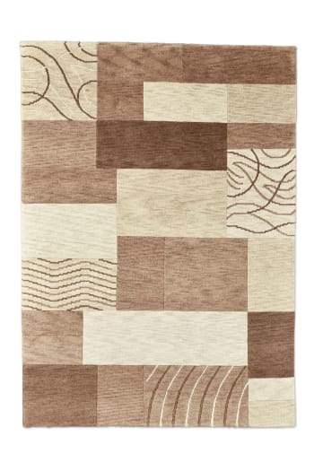 Tapis velours ras style vintage gris et beige à relief 200x290 Feel vintage | Maisons du Monde