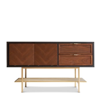 Mobile da camera in legno e tessuto beige con 6 cassetti cm 120x40x75 ...