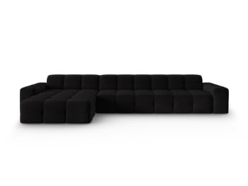 5-Sitzer Ecksofa links aus Samt, schwarz Jodie | Maisons du Monde