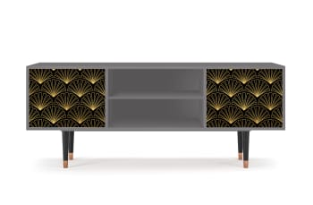 Mobile TV blu e giallo 2 cassetti e 2 ante L 170 cm JUNGLE VIBES ...