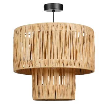 Lámpara colgante de rafia marrón claro d30 Elisa | Maisons du Monde