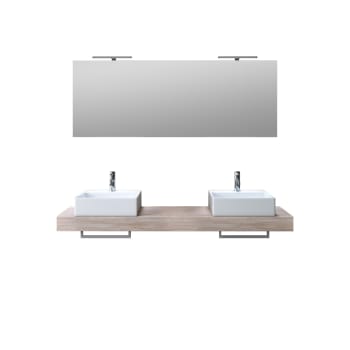 Mueble de baño de 4 piezas en melamina tabaco claro/blanco Astra ...