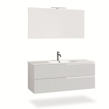 Mueble de baño de 5 piezas con doble bañera en mdf blanco mate Venere ...