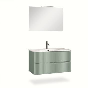 Mueble de baño de 5 piezas con doble bañera en mdf verde salvia Venere ...
