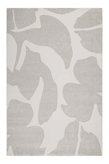 Tapis ras motif floral avec relief beige taupe 200x200 Sara | Maisons du Monde
