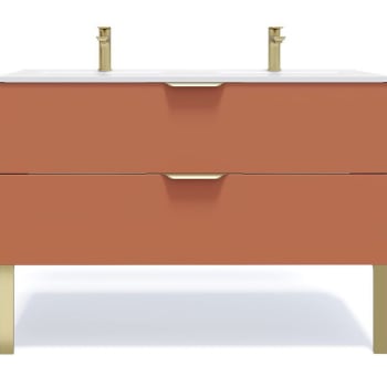 Meuble salle de bain double vasque 120cm 2 tiroirs Terracotta Hudson ...