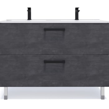 Meuble salle de bain double vasque 120cm 2 tiroirs Terracotta Hudson ...