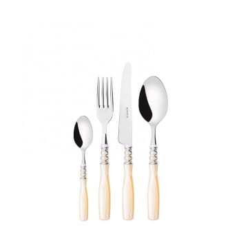 Set Posate 24pz beige ghiera cromo SELENE | Maisons du Monde