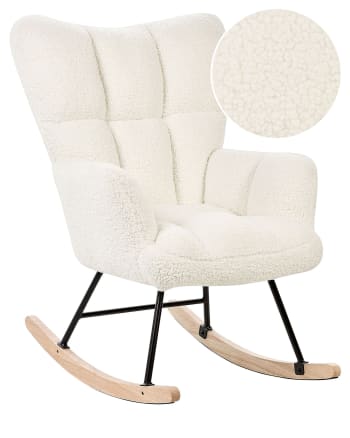 Silla mecedora de bouclé blanco dorado Anaset | Maisons du Monde