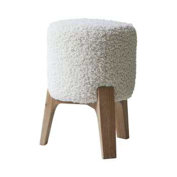 Puf linen de roble macizo Drum | Maisons du Monde