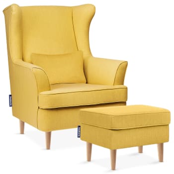 Klassischer Sessel mit Sitzhocker, hellbeige STRALIS | Maisons du Monde