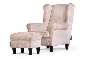 Klassischer Sessel mit Sitzhocker, hellbeige STRALIS | Maisons du Monde