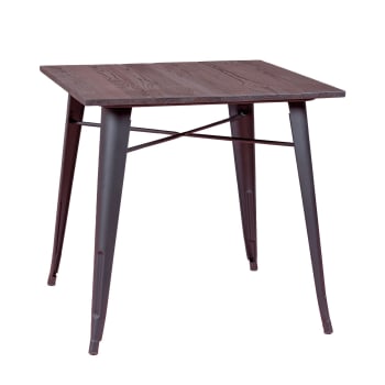Tavolo da pranzo quadrato 70x70 con top in legno scuro CLINT | Maisons ...