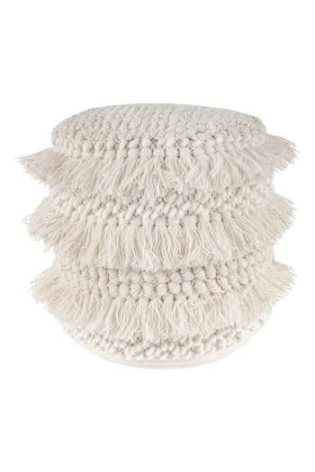 Geflochtener Puff aus Jute und Baumwolle, weiß Knot | Maisons du Monde