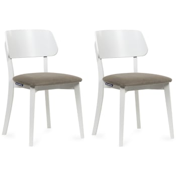 2er Set Esszimmerstühle, Gestell aus Massivholz, Velour-Sitz, grau ...