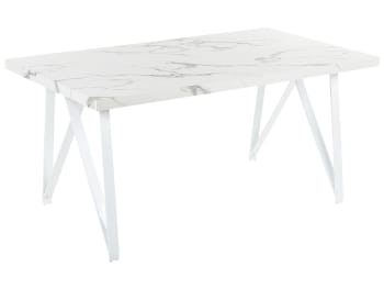 Table à manger en effet bois blanc antique 8 personnes L160 Lynn ...