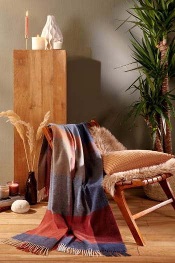 Plaid laine & autres fibres rouge 130x170 cm Duetto rouille | Maisons ...