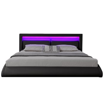Structure de lit LED avec rangements 160 x 200 cm noir Newyork ...