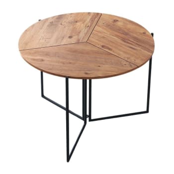Table ronde 4 personnes en bois de frêne plaqué noir D105 cm Liwa ...
