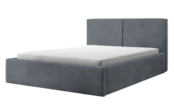 Bett mit Polsterrahmen, Cordbezug 160 cm, hellgrau FARESE | Maisons du ...