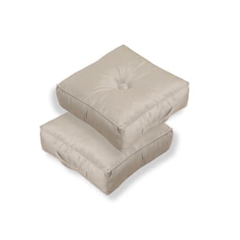 Runder Sitzpouf aus ecru- und goldfarbenem Samt MANDURIAN | Maisons du ...