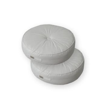 2er Set Poufs aus Samt 40 x 40 x 14 cm – Creme | Maisons du Monde