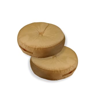2er Set Poufs aus Samt 40 x 40 x 14 cm – Creme | Maisons du Monde