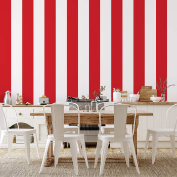 Carta da parati righe blu corallo 52x1000cm | Maisons du Monde