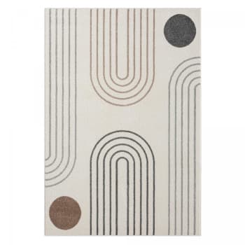Tapis Scandinave Moderne Ivoire/Marron 200x275 Alma | Maisons du Monde