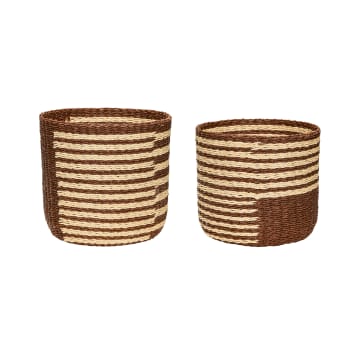 Set de 3 paniers fibres naturelles, blanc/naturel YASMINA | Maisons du ...